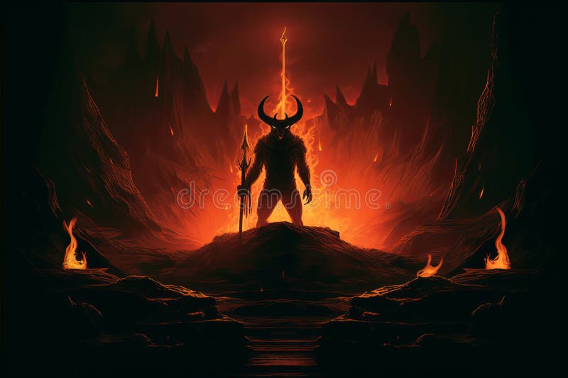 Devil in hell stock illustration. Illustration of fire - 283818604