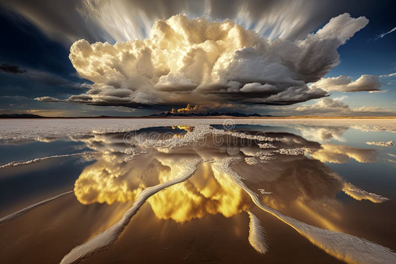 Generative AI Illustration Dramatic Epic Landscape of Beautiful Salt ...