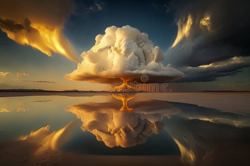 Generative AI Illustration Dramatic Epic Landscape of Beautiful Salt ...