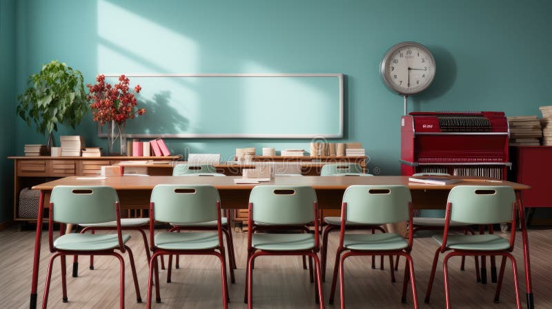 Generative Ai Illustration of Empty and Conceptuel Classroom Interior ...