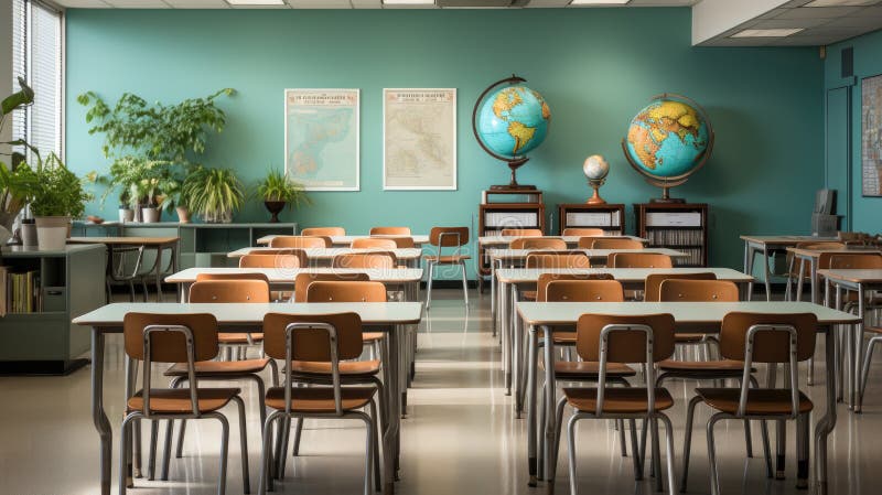 Generative Ai Illustration of Empty and Conceptuel Classroom Interior ...