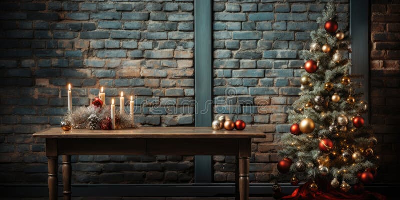 Generative Ai Illustration of Empty Room with Decorated Christmas Tree ...