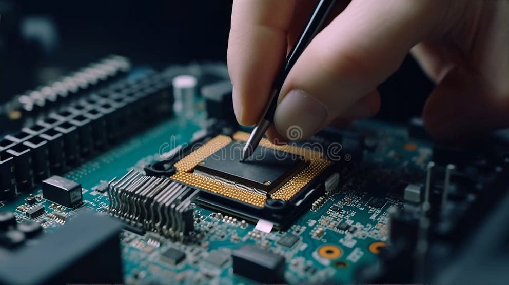 Generative Ai Illustration of Engineer Repairman the Computer Microprocessor Stock Illustration ...