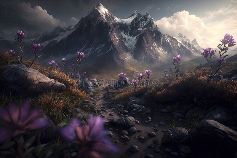 Generative AI Illustration Epic Wilderness Landscape of Dramatic ...
