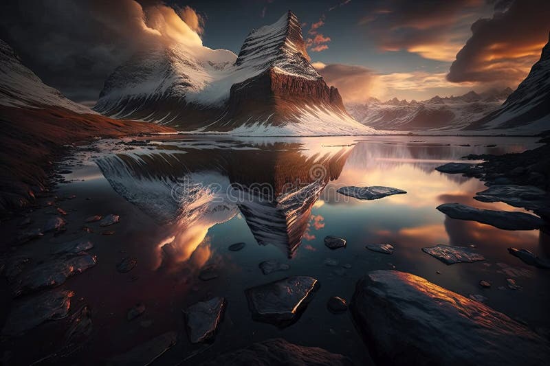 Generative AI Illustration Moody Epic Landscape of River Flowing ...