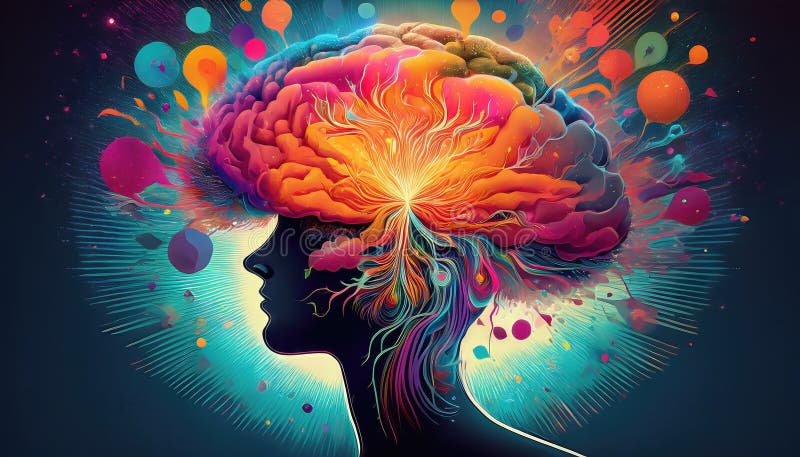 Generative AI Illustration Exploding Mind Concept Art Dreamscape of ...