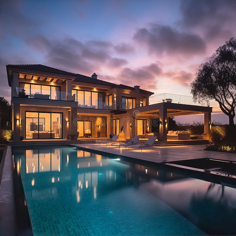 Generative Ai Illustration of a External View of a Contempory House ...