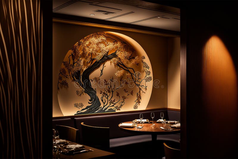 Generative AI Illustration of Fancy Asian Restaurant Interior Design ...