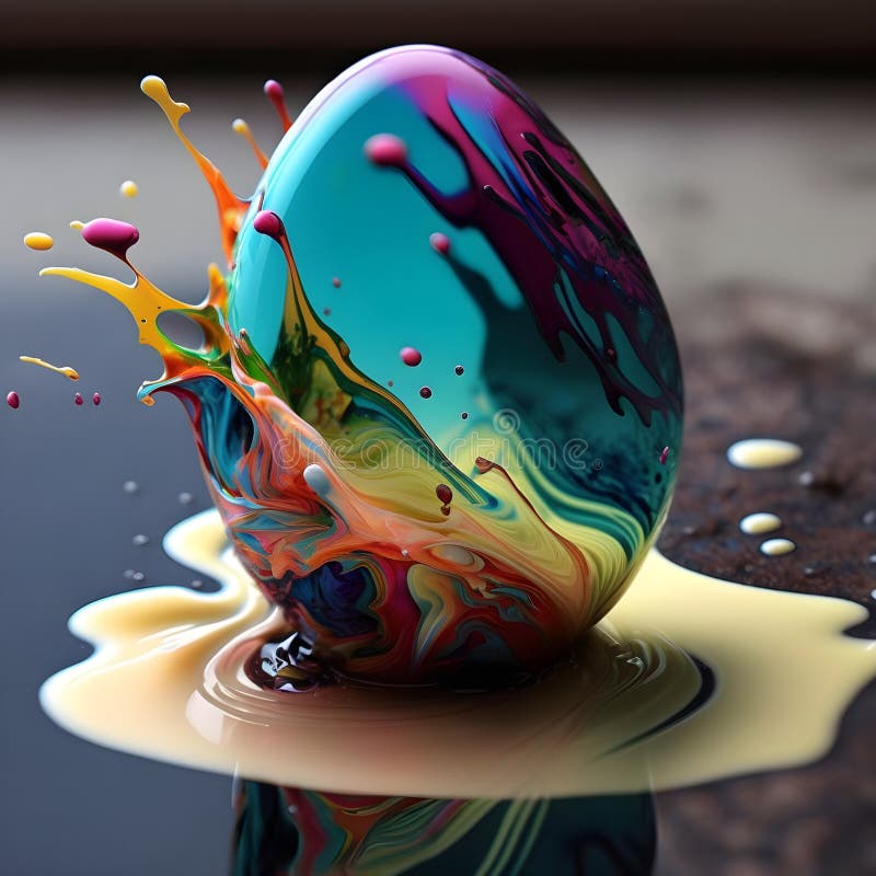 Generative AI Illustration Fluid Art Paint Abstract Splash. Easter ...