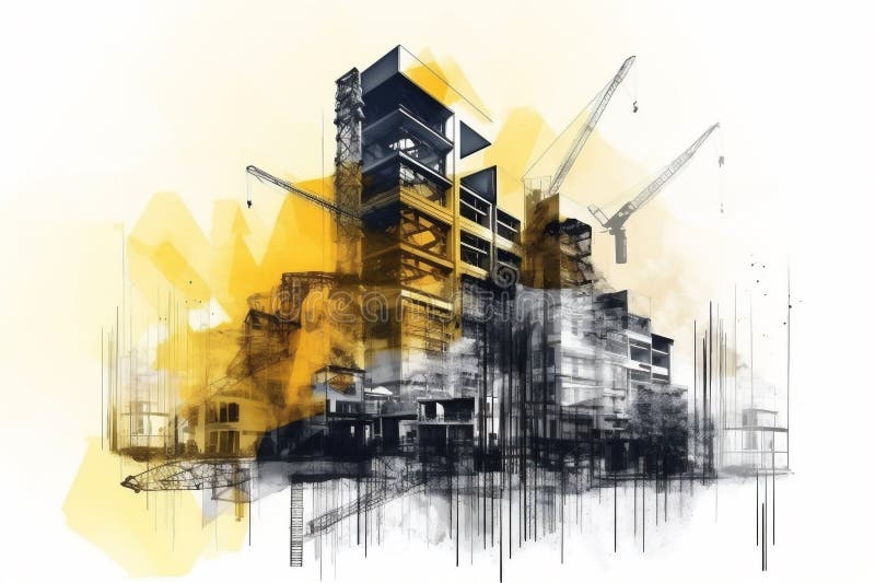 A Double Exposure Graphic Design of a Future Building Construction ...
