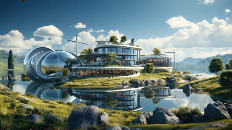 Generative Ai Illustration of Futuristic House with Concept of Energy ...