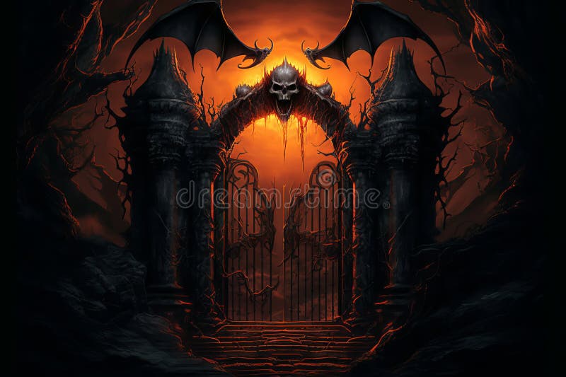 Generative AI Illustration of Gate To Hell. Gate of Hell Look Dark and ...