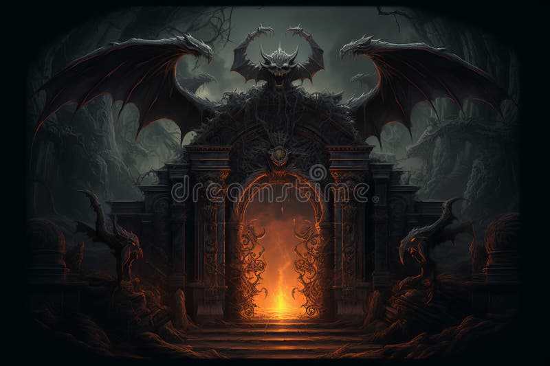 Generative AI Illustration of Gate To Hell. Gate of Hell Look Dark and ...