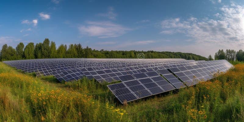AI Generative. Energy Transmission Towers with Golden Sky Stock Photo ...