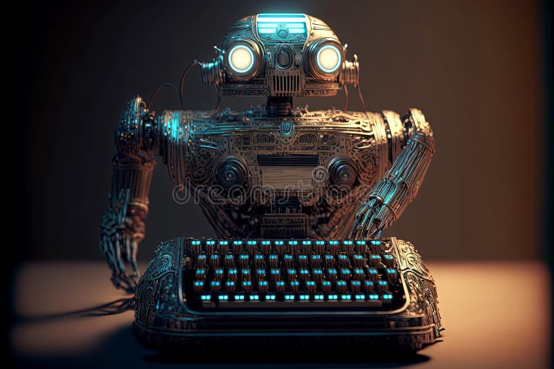Generative AI Illustration of Half Typewriter and Half Chatbot Robot ...