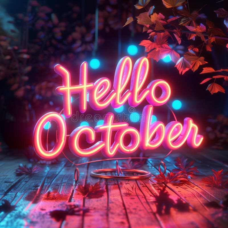 Generative AI Illustration. Hello October, 3D Text Stock Photo - Image ...