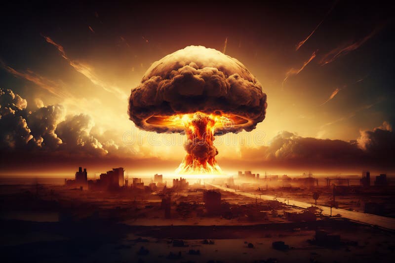 Generative Ai Illustration of a Huge Nuclear Bomb Explosion, End of the ...