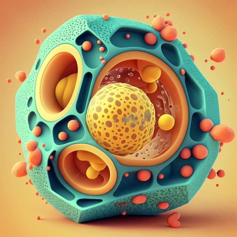 Generative AI, Illustration of a Human Cell Stock Illustration ...