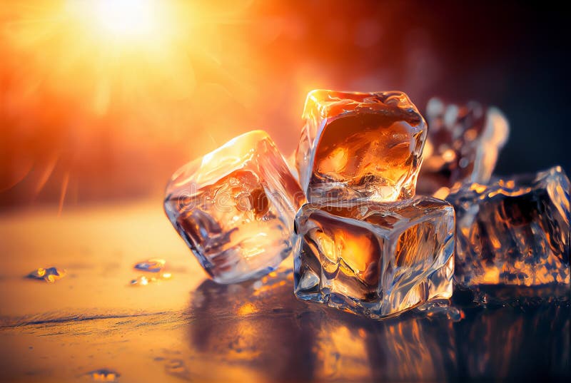 Ice cubes in sunset light stock illustration. Illustration of refresh ...