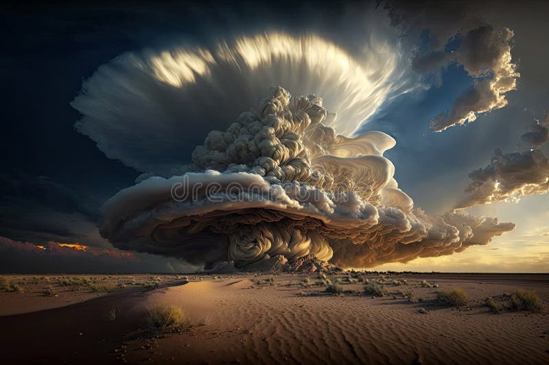 Generative AI Illustration Image of Nuclear Explosion Mushroom Cloud ...
