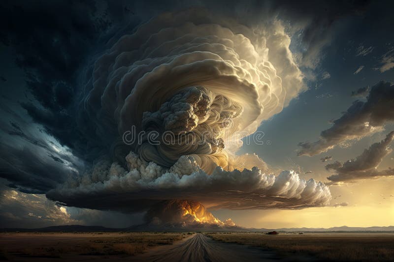 Generative AI Illustration Image of Nuclear Explosion Mushroom Cloud ...
