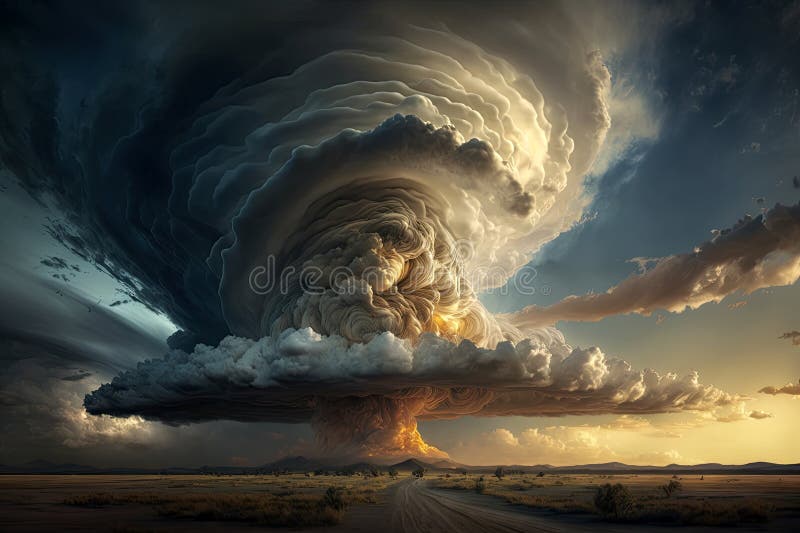 Generative AI Illustration Image of Nuclear Explosion Mushroom Cloud ...