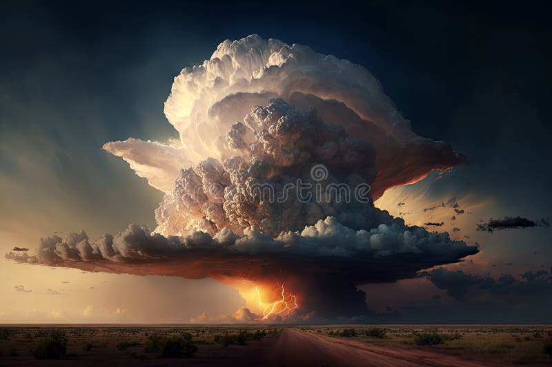 Generative AI Illustration Image of Nuclear Explosion Mushroom Cloud ...