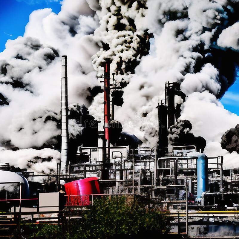 Generative AI Illustration of a Industrial Facility Damaged from an ...