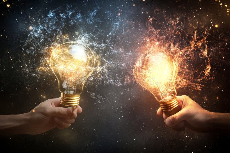 Generative Ai, Illustration of a Lighted Lamp, Creative Ideas are ...