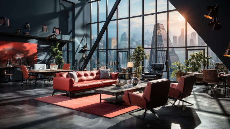 Generative Ai Illustration of Modern Commercial Office Architecture ...