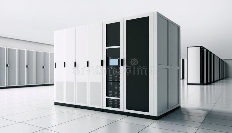 Generative AI Illustration of Modern Data Center with Servers Stock ...