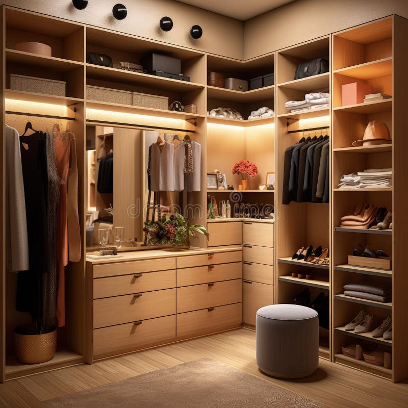 Generative Ai Illustration of Modern Dressing Room with Parquet Floor ...