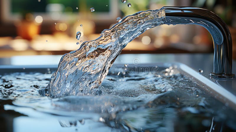 Generative Ai Illustration of Modern Faucet with Flowing Water Stock ...