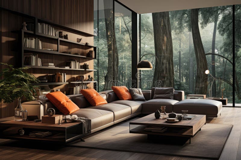 Generative Ai Illustration of Modern and Spacious Living Room Stock ...