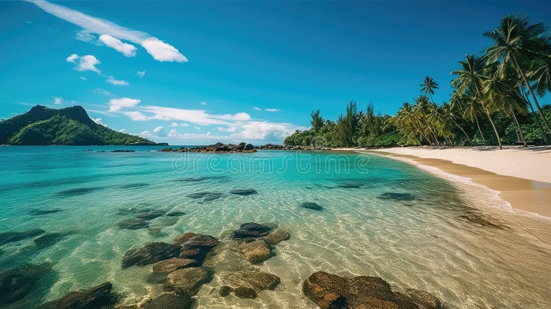 Generative Ai Illustration of Most Beautiful Beach in the World Stock ... Generative Ai Illustration of Most Beautiful Beach in the World Stock ...
