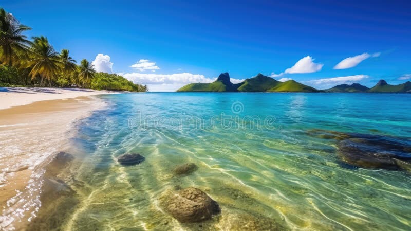 Generative Ai Illustration of Most Beautiful Beach in the World Stock ... Generative Ai Illustration of Most Beautiful Beach in the World Stock ...