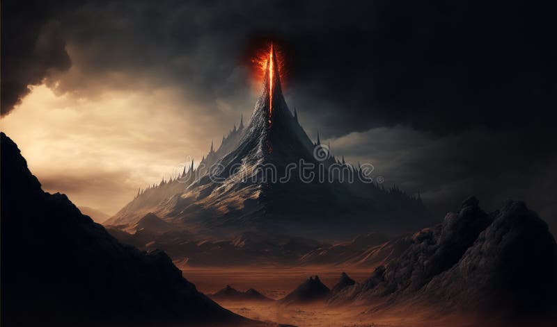 Generative AI Illustration of Mount Doom Volcano in Mordor Stock ...