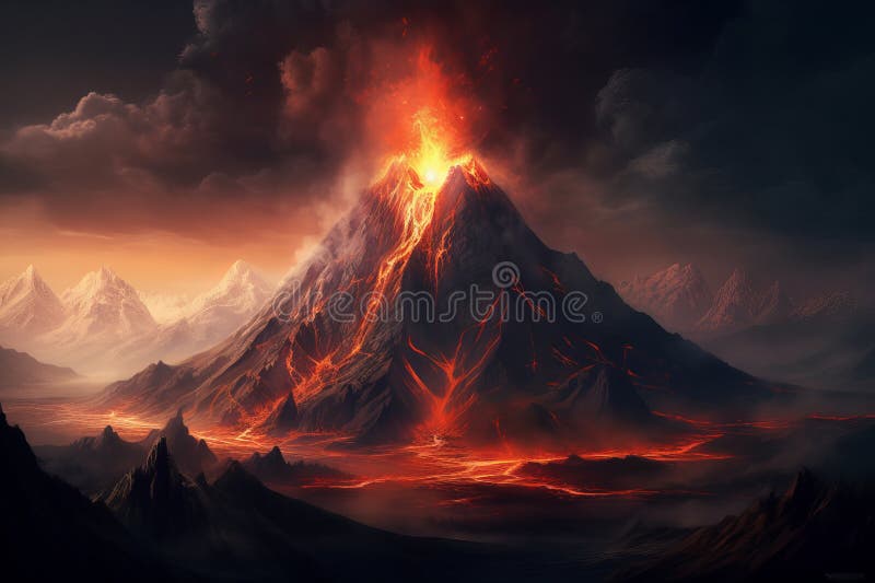 Mount Doom Volcano in Mordor Stock Illustration - Illustration of ...