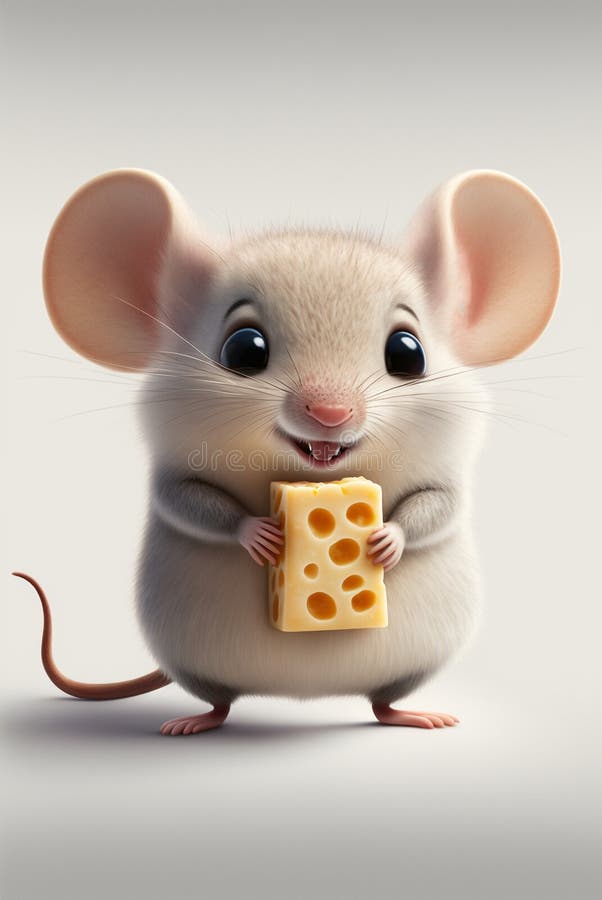 Generative AI Illustration of Mouse Holding Cheese Stock Illustration ...