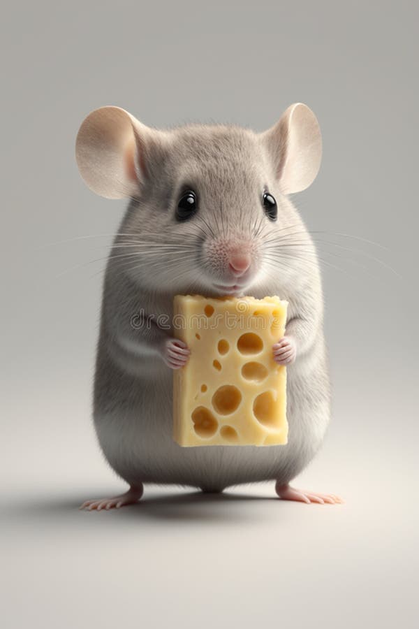 Generative AI Illustration of Mouse Holding a Piece of Cheese Stock ...