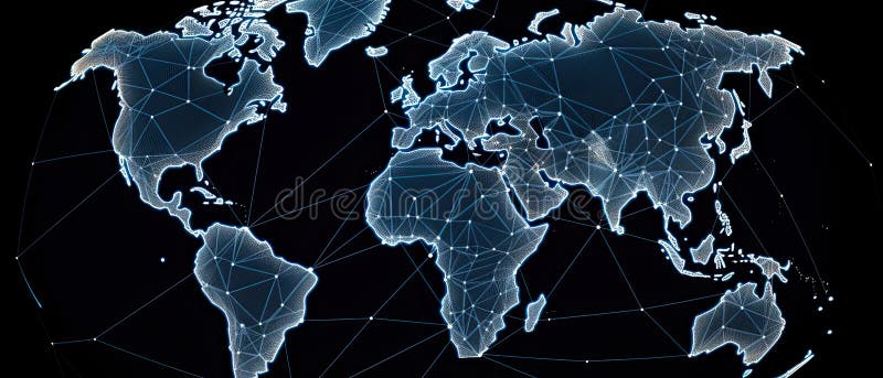 Map of the World with Connection Lines, Generative Ai Stock ...