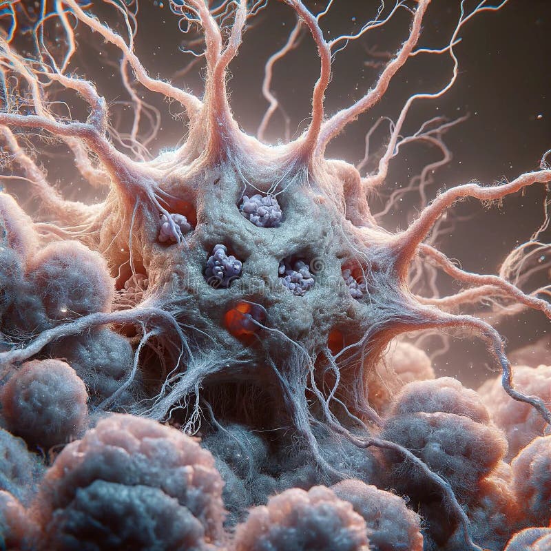 Generative AI Illustration of Neurons Affected by Dementia, Showing ...