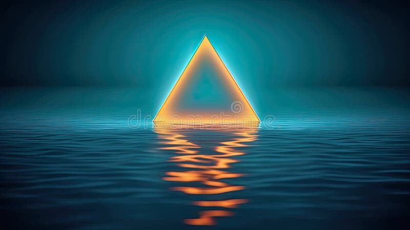Triangle on Water Surface, Generative Midjourney Ai Stock Illustration ...