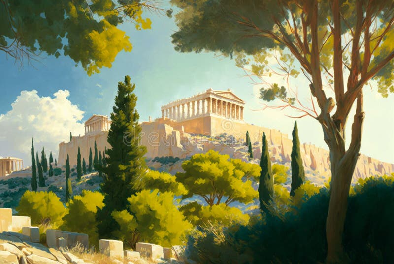Generative AI Illustration of Parthenon on Akropolis Hill in Athens ...