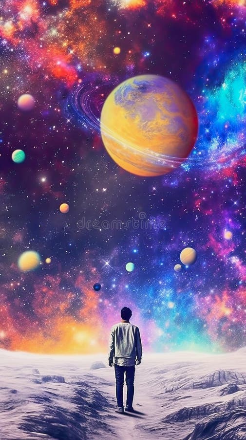 Vertical Ai Generative Illustration of a Strange Planetary Landscape ...