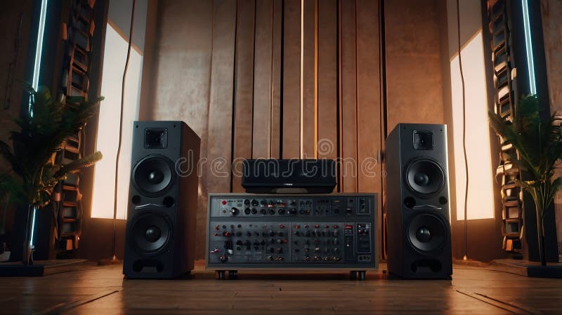 Dynamic Sound System with Loudspeakers in Studio Setting. Stock ...