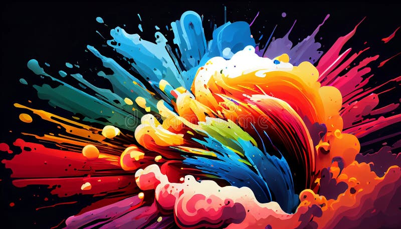 Generative AI, Illustration, Rainbow Blast: Capture the Raw Power and ...