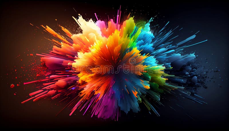 Generative AI, Illustration, Rainbow Explosion: Capture the Explosive ...