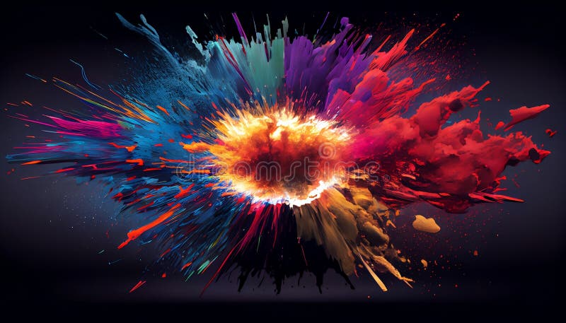 Generative AI, Illustration, Rainbow Explosion: Capture the Explosive ...