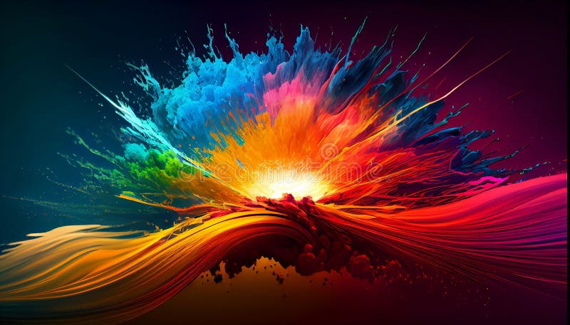 Generative AI, Illustration, Rainbow Explosion: Capture the Explosive ...